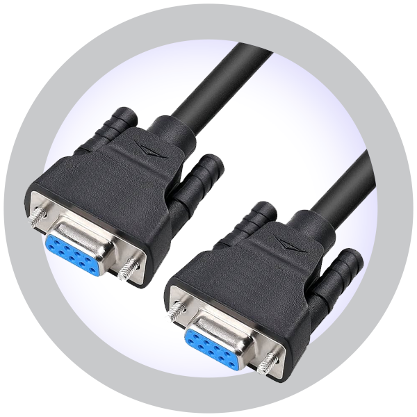 10ft DB9 Female to Female - NULL RS232 Cable - Black - Custom Cables